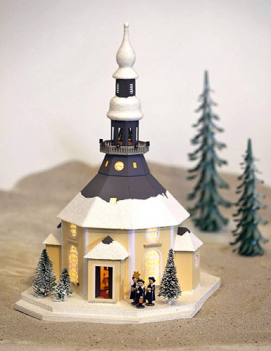 Lichterhaus Seiffener Kirche elektr. beleuchtet - Erzgebirgskunst-Shop
