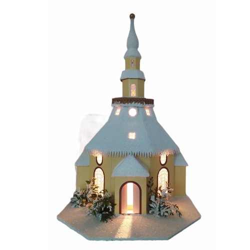 Lichterhaus Seiffener Kirche elektrisch beleuchtet - Erzgebirgskunst-Shop